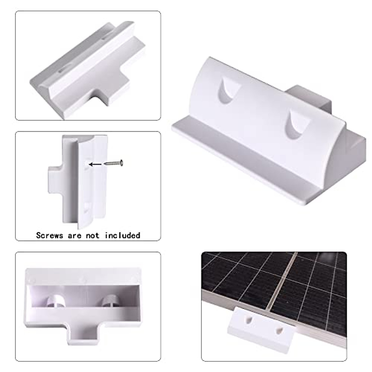 7 Pieces Solar Panel Brackets ABS Solar Panel Mounting Brackets, Drill-Free Corner Bracket Kit for Roofs of RV, Caravans, Vehicles, Camper Vans, Sheds, Garages, Boats (White)