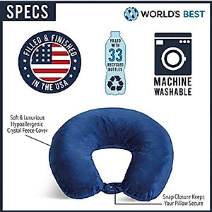 Wolf Essentials Adult Cozy Soft Microfiber Neck Pillow, Compact, Perfect for Plane or Car Travel, Light Blue