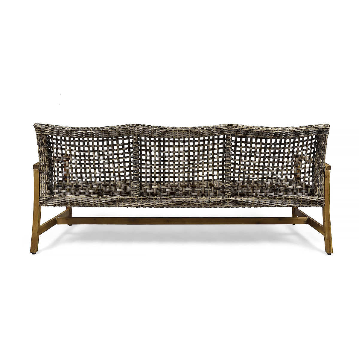 Christopher Knight Home Marcia Outdoor Wood Sofa, Wicker, 75.50 x 31.00 x 31.50, Gray, Natural Stained Finish