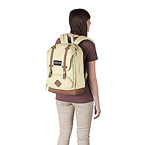 JanSport Cortlandt Laptop Backpack, Coconut, 15” Laptop Sleeve-Synthetic Leather Shoulder Computer Bag with Large Compartment, Padded Straps-Book Rucksack for Men, Women