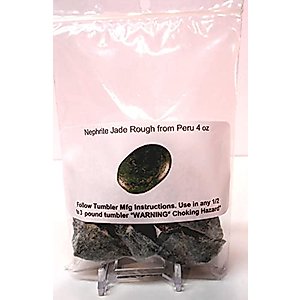 Rockhound's First Choice Rock Tumbler Gem Refill Kit - Natural Nephrite Jade Rough from Peru, Gemmy Green, 4 oz