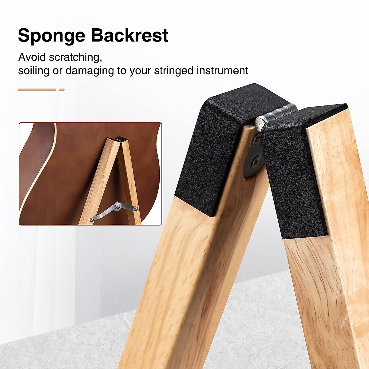 LEKATO Wood Guitar Stand, Acoustic Guitar Stand with Foam Padded, A-Frame Electric Guitar Stand for Bass, Cello, Mandolin, Banjo, Gifts for Guitar Players