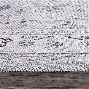 Rugshop Transitional Medallion Stain Resistant Flat Weave Eco Friendly Premium Recycled Machine Washable Area Rug 5'x7' Gray