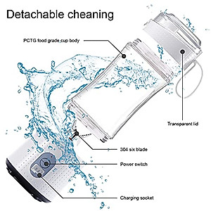 Portable Blender for Shakes and Smoothies: Personal Size Single Serve Travel Fruit Juicer Mixer Cup with Rechargeable USB Small Electric Individual Mini Blender for Juice Milk