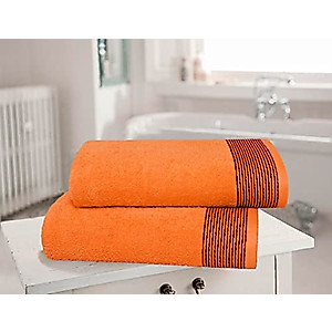 BELIZZI HOME Ultra Soft 2 Pack Oversized Bath Towel Set 28x55 inches, 100% Cotton Large Bath Towels, Ultra Absorbant Compact Quickdry & Lightweight Towel, Ideal for Gym Travel Camp Pool - Orange