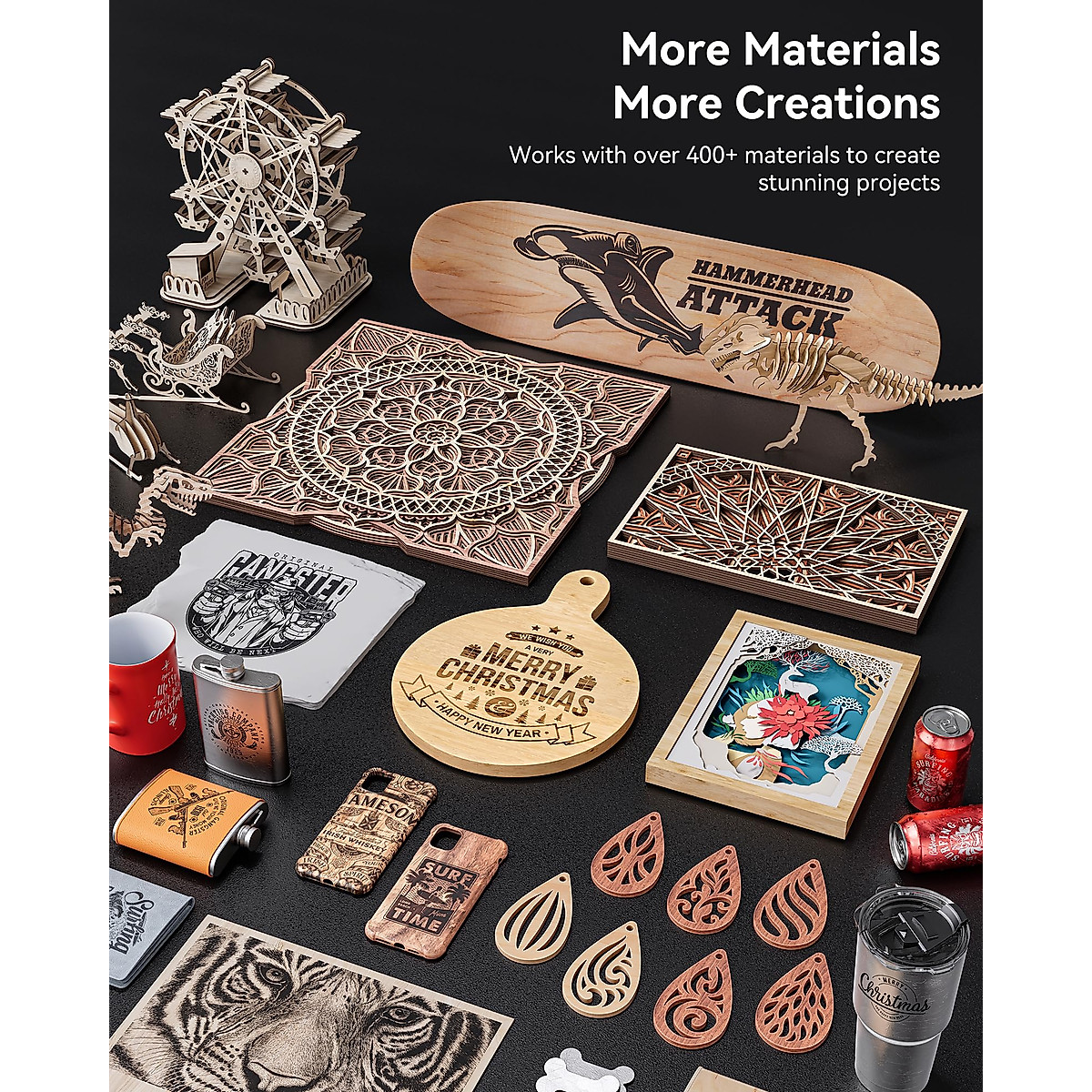 ATOMSTACK Pro Series Laser Engraver, Unibody Laser Cutter and Engraving Machine, 600mm/s High Speed Laser Engraver for Wood and Metal, Acrylic, Glass, etc.(24W-A24 Pro)