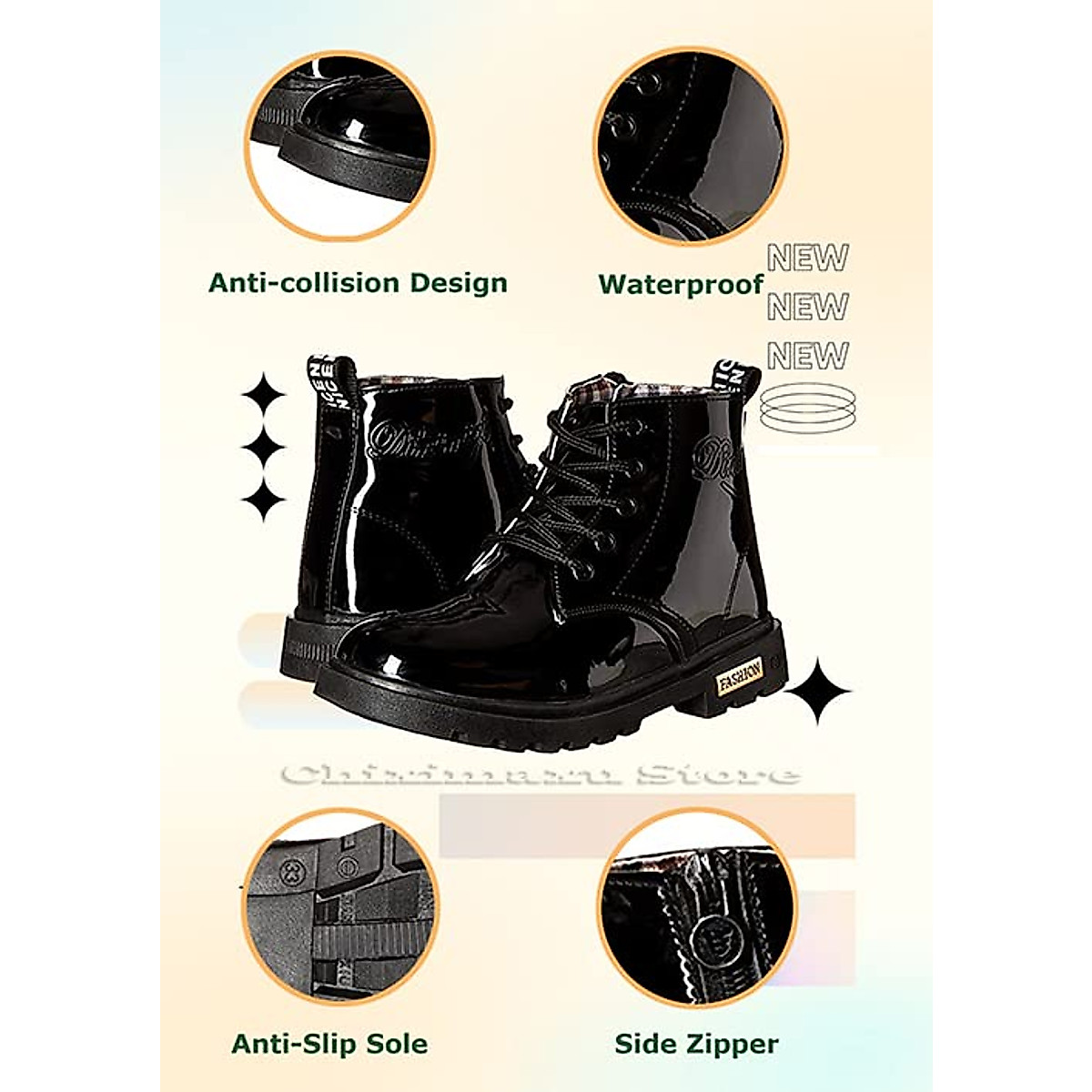 Cixi Maxu E-Commerce.Co.Ltd Girls Boys Rose PU Waterproof Child Ankle Boots,Little Kid, 13M US