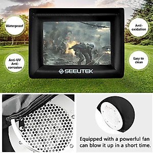 Seeutek 14 Feet Inflatable Outdoor Movie Projector Screen Outside Blow Up Mega Movies TV Projectors Theater Screens for Backyard with Built in Fan and Storage Bag, Supports Front and Rear Projection