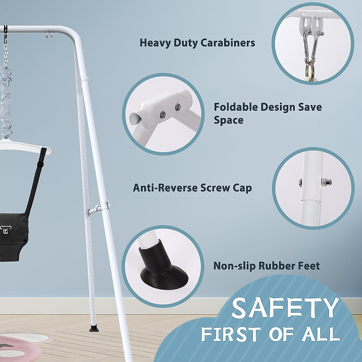 Baby Jumper with Stand,Baby Bouncer,Easy Set-Up,Baby Exerciser for Active Babies,Suitable for Indoor and Outdoor