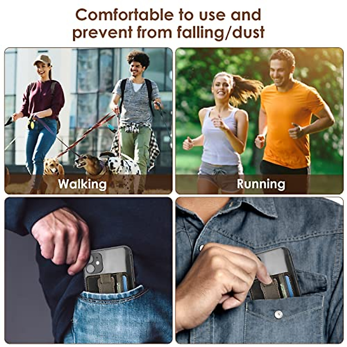 Cobee Cell Phone Card Holder Pouch Self-Adhesive Phone Kickstand with Elastic Band Stick on Wallet Card Holder for Back of Phone Case Leather ID Card Holder Sleeve Pouch Credit Card Grip Holder(Black)