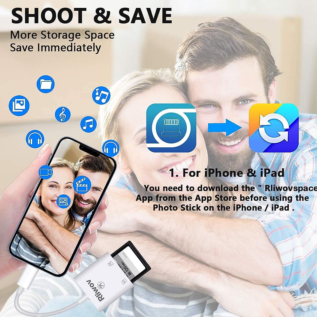 [Apple MFi Certified] Lightning to SD Card Camera Reader for iPhone/iPad 2in1 SD/TF Memory Card Reader Adapter Trail Game Camera Viewer for iPhone 14 Pro Max/13/12/XS/XR/iPad Pro Mini - APP in Need