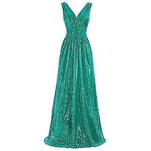 Kate Kasin Women Sleeveless Sequines Bridesmaid Dresses Empired Waist Green USA4 KK199-6