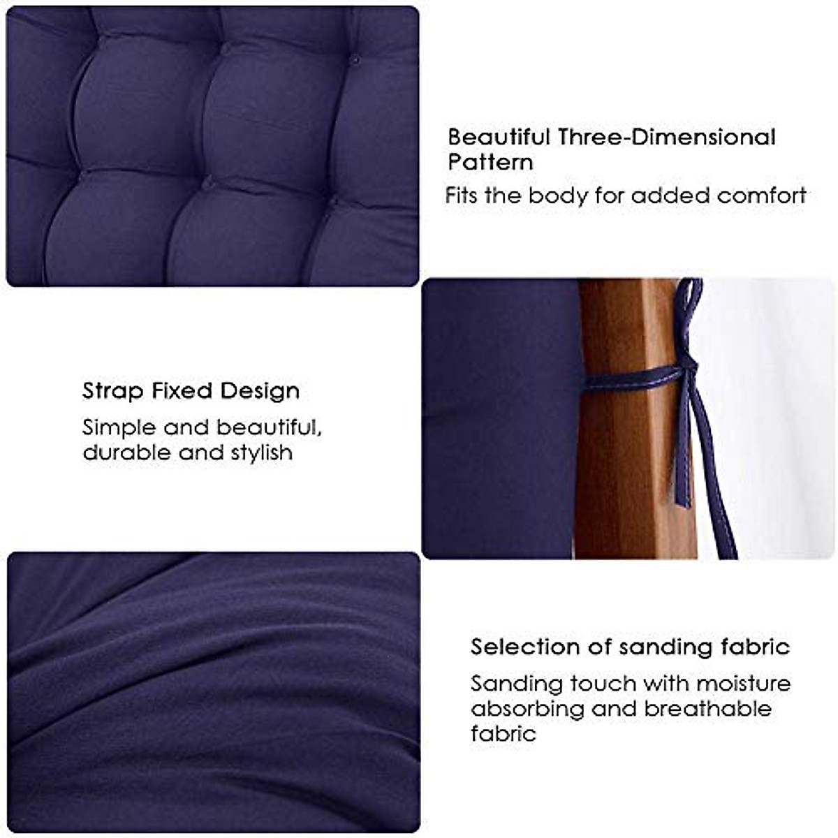 Chaise Lounger Cushion, 61Inch Chaise Lounger Cushions Rocking Chair Sofa Cushion with Ties,Thick Padded Chaise Lounger Swing Bench Cushion