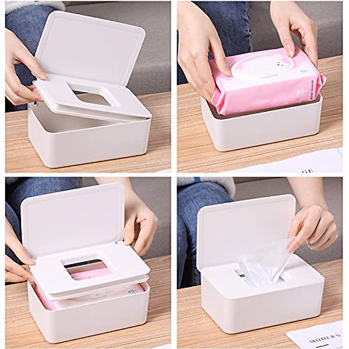 Wipes Dispenser Wet Wipes Storage Box with Lid Dustproof Tissue Storage Box Napkin Storage Case Modern Rectangular Wipe Container For Home Car