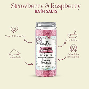 Bella & Bear Strawberry & Raspberry Bath Salts, Foot Soak, Detox, Fruity Scent,14oz - Bulk 12 Pack