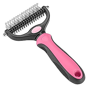 XLCL pet Pet Grooming Tool - 2 Sided Undercoat Rake for Cats and Dogs - Safe Dematting Comb for Easy Mats & Tangles Removing - No More Nasty Shedding and Flying Hair