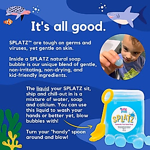 Fun Kids Hand Soap Green - Natural Bursting Bubbles with Crisp Apple Scent - Irresistible Balls of Soap That SPLAT for Perfect Amount of Soap Every Time - by SPLATZ, 8 oz/60 Hand Washes…