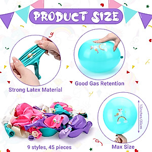 Tiamon 45 Pieces Unicorn Latex Balloons Unicorn Birthday Party Decorations Purple Pink Blue Confetti Balloons Supplies for Girls Unicorn Theme Birthday Baby Shower Wedding Party Balloons Garland Decor