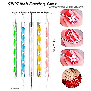 FULINJOY 5PCS Dotting Pens with 3 PCS Nail Painting Brushes, Nail Art Design Tools