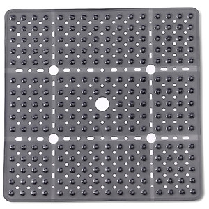 ENKOSI Large Square Shower Mat Non Slip - Stand Up Shower Mat - Shower Mats for Showers Anti Slip - Shower Non Slip Stall Mat - Shower Mat Non Slip Large - Shower Safety Grip Mat (Charcoal 27x27)