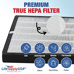 True HEPA Air Cleaner Filter + Activated Carbon Charcoal Replacement XJ-3100SF Compatible with Surround Air Intelli-Pro 3 Air Cleaner by LifeSupplyUSA
