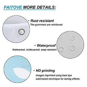 Faitove 4PCS Kids Funny Blocks Shower Curtain Sets with Non-Slip Rugs, Toilet Lid Cover and Bath Mat, Colorful Shower Curtain Cloth Waterproof Polyester Fabric Bright Bathroom wtih Hooks, 72 x 72