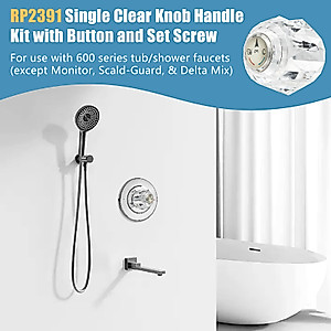 Faucet Handle Replacement for Delta Faucet RP2391 Clear Shower Knob Kit, Single Knob with an Offset Hole Perfect Fit Shower or Tub Sized at 2-1/2" X 2-1/8"