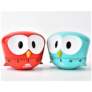 Cartoon Big Eyed Eagle Machinery Timer 60 Minutes Mechanical Kitchen Cooking Timers Clock Loud Alarm Counters Manual Timer Kitchen Utensil (Purple)