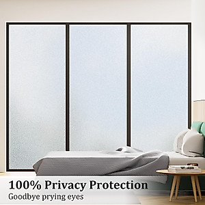 Coavas Window Privacy Film Frosted Window Glass Film Non-Adhesive Removable Bathroom Window Coverings Day and Night Privacy Heat UV Blocking Window Film for Home Office 35.4x78.7