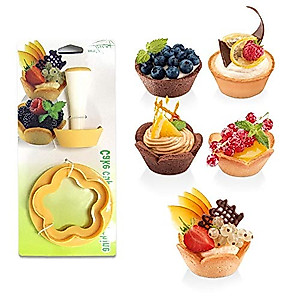 Plastic Pastry Tamper Tart Shell Molds Tart Cutter Flower/Round Dough Cookie Cutter Set Cupcake Mold for Muffin/Cupcake 602