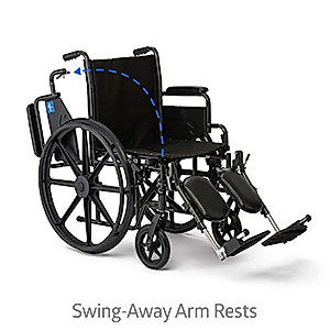 Medline Wheelchair, Swing-Back Desk-Length Arms And Elevating Leg Rests, 18" x 16" Seat (W x D)