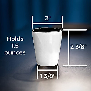 Washington DC Ceramic 1.5 Ounce Souvenir Shot Glass - White With Black Interior - Bachelor & Bachelorette Party Favors - Bridesmaid & Groomsmen Present - District of Columbia Home Town Decoration