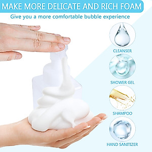 Foaming Soap Dispenser 15oz/450ml Clear Empty Foam Soap Dispenser, Square Refillable Plastic Foaming Hand Soap Dispenser Soap Pump for Liquid Soap, Shampoo, Body Wash(4 Pack)