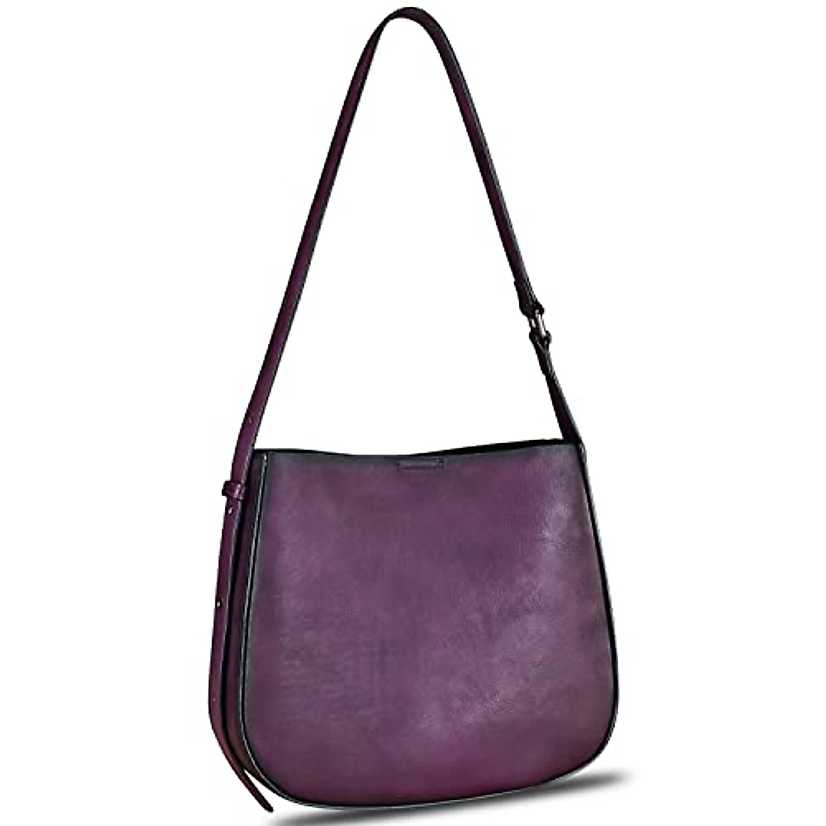Genuine Leather Crossbody Satchel Purse for Women Vintage Handmade Handbag Retro Designer Hobo Bag (Purple)