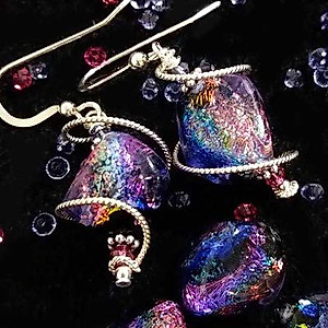Body Candy Handcrafted 925 Silver Purple Dichroic Drop Dangle Earrings Created with Crystals