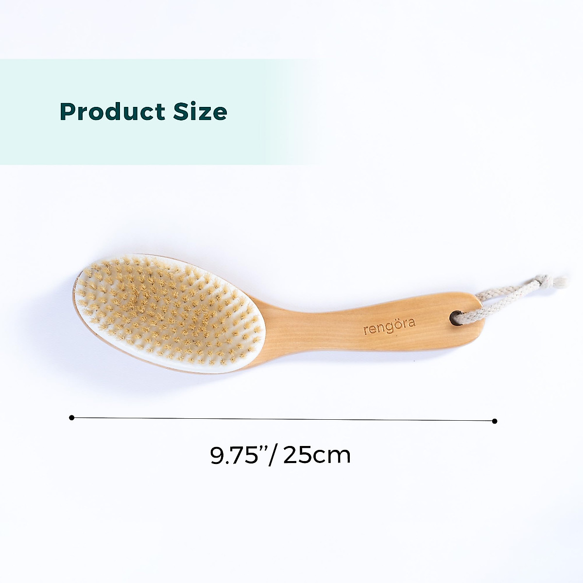 Exfoliating Back Scrubber for Shower, Dual-Use Body Scrubber for Wet/Dry Exfoliation, Dry Brushing Body Brush for Lymphatic Drainage, Natural Boar Bristles, Ergonomic Handle Cellulite Brush by rengöra