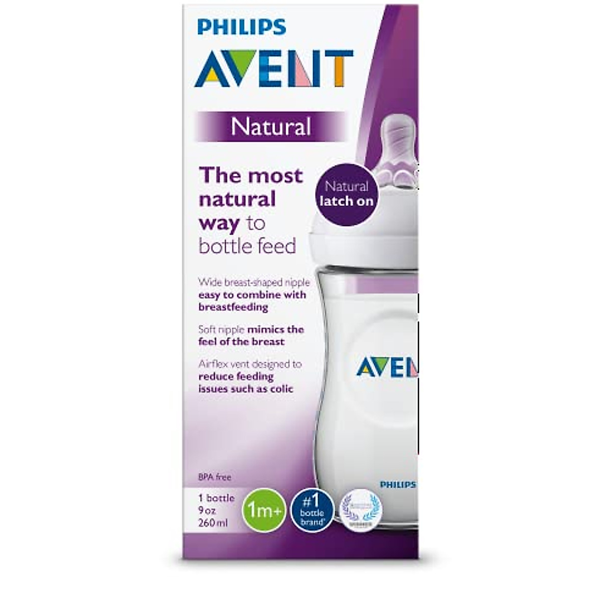 Philips AVENT Natural Baby Bottle, Clear, 4 Oz