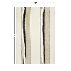 Creative Co-Op Tan & Grey Striped Cotton Tea Towels (Set of 3 Pieces)