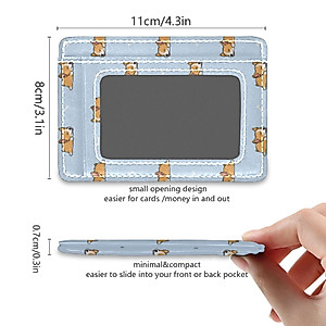 OTVEE Funny Welsh Corgi Slim Minimalist Wallet Rfid Blocking Card Wallets PU Leather Front Pocket Wallets