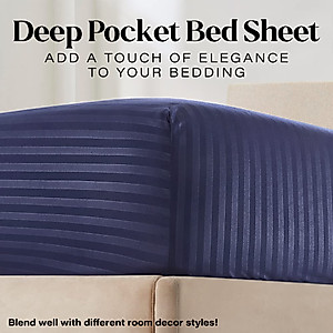 Elaine Karen Full Sheet Set - 4-Piece Striped Full Size Bed Sheets - Soft & Cooling Deep Pocket Full Bed Sheet Set - Wrinkle-Free Microfiber Bedding with 1 Fitted Sheet, 1 Flat Sheet, 2 Pillowcases