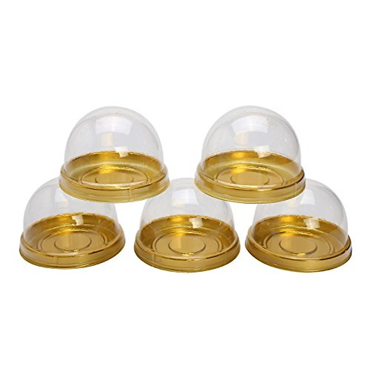 Katoot@ Gold Black Clear Plastic Mini Cupcake Boxes 50Pcs/Set Cake Packing Boxes Muffin Pod Dome Box Wedding Birthday Gifts Boxes (Gold)