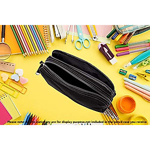 Pencil Case, Large Capacity Pencil Cases Pencil Bag with Two Compartments (Black)
