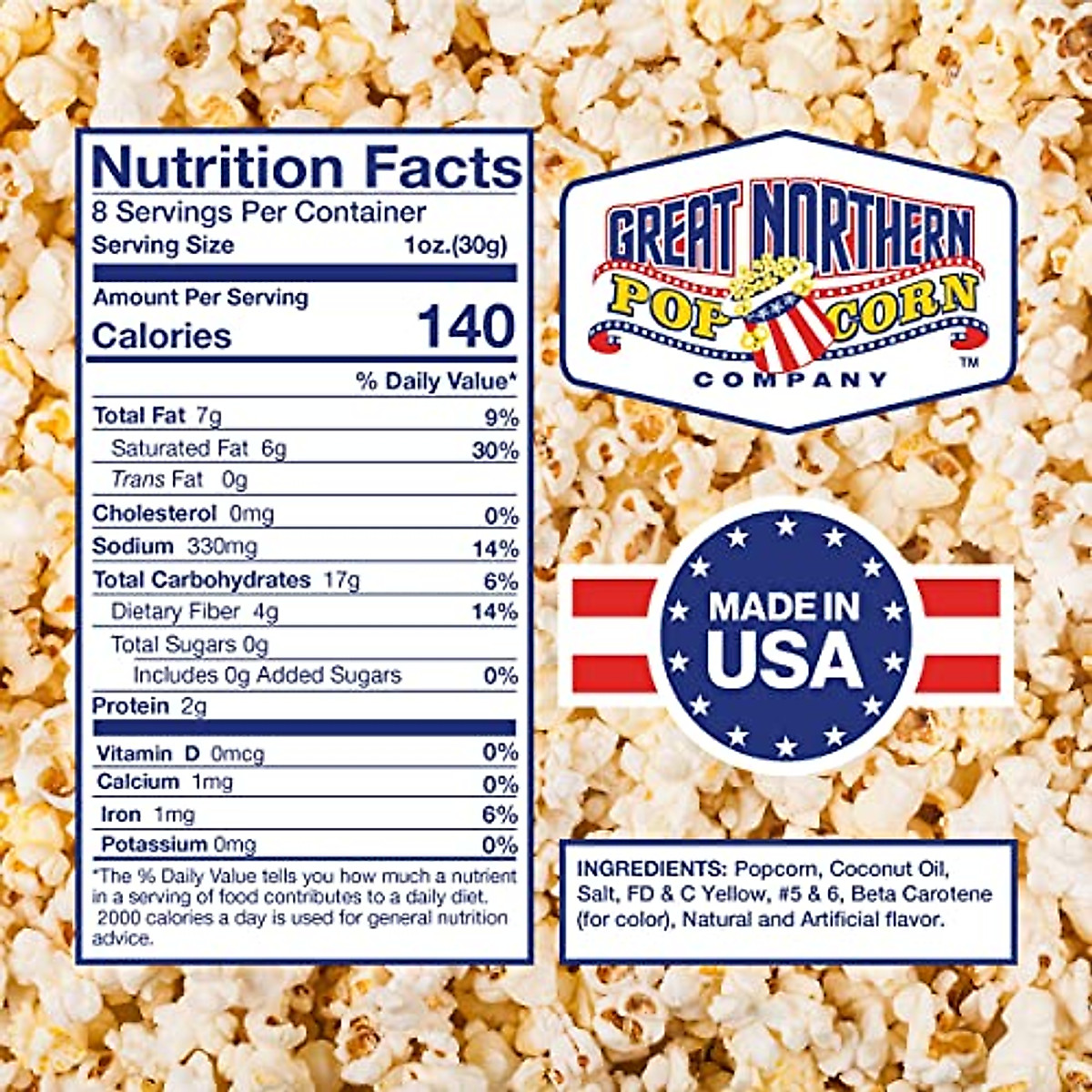 Great Northern Popcorn Company Movie Theater Style 40-Count Popcorn Packs Pre-Measured 8-Ounce All-in-One Kernel, Salt, Oil Packets for Popping Machines, 8 Ounce (Pack of 40)
