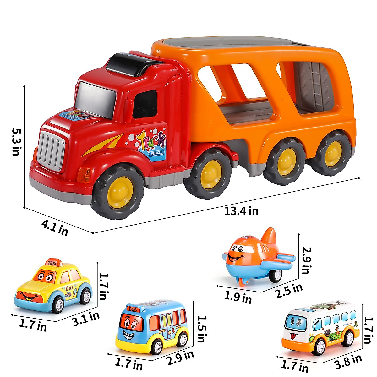 Toddler Car Toys for 3 4 5 6 Year Old for Boys, 5 in Carrier Truck Transport Vehicles, Friction Power Toys Toddler Toys Age 2-4 Baby Toys 18-24 Months Birthday Kids Gift Toddler Toys Age 1-2