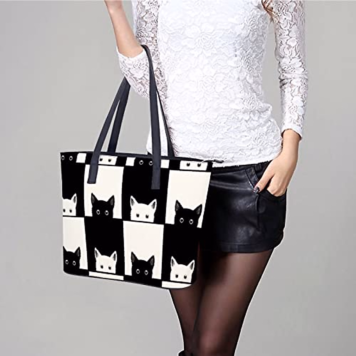 Womens Handbag Cat Leather Tote Bag Top Handle Satchel Bags For Lady