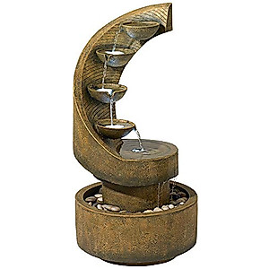 Cascading Modern Zen Outdoor Floor Fountain and Waterfalls 39 1/2" High with LED Light Decor for Garden Patio Backyard Deck Home Lawn Porch House Relaxation Exterior Balcony - John Timberland
