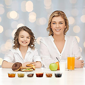 BHYTAKI Jello Short Cups, 200 Sets - 2 oz Disposable Plastic Portion Cups with Lids, Souffle Cups, Clear Plastic Containers With Lids, Condiment Cups, Sauce Cups,Disposable Souffle Cups.(2 oz)