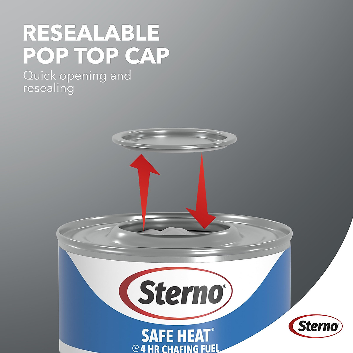 Sterno Safe Heat Chafing Fuel Cans - Chafing Dish Fuel Cans with 4-Hour Burn Time, Chafer Fuel Cans Food Warmers with PowerPad, Chafing Fuel Cans for Catering & Foodservice - 7.26 Oz Each, Pack of 12