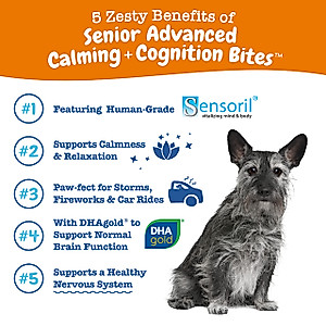 Zesty Paws Senior Advanced Calming & Cognition Soft Chews for Dogs - Supplements for Dog Brain Health & Nervous System Support + Calming & Relaxation -with Ashwagandha, DHA & Melatonin