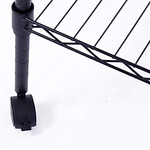 MAXMYE 5-Layer Iron Shelf, Shelving Storage Unit on 1.5'' Wheel Casters, Metal Organizer Wire Rack, Plastic Coated Storage Cabinet (35.43" x 13.78" x 65") for Living Bedroom/Kitchen/Office